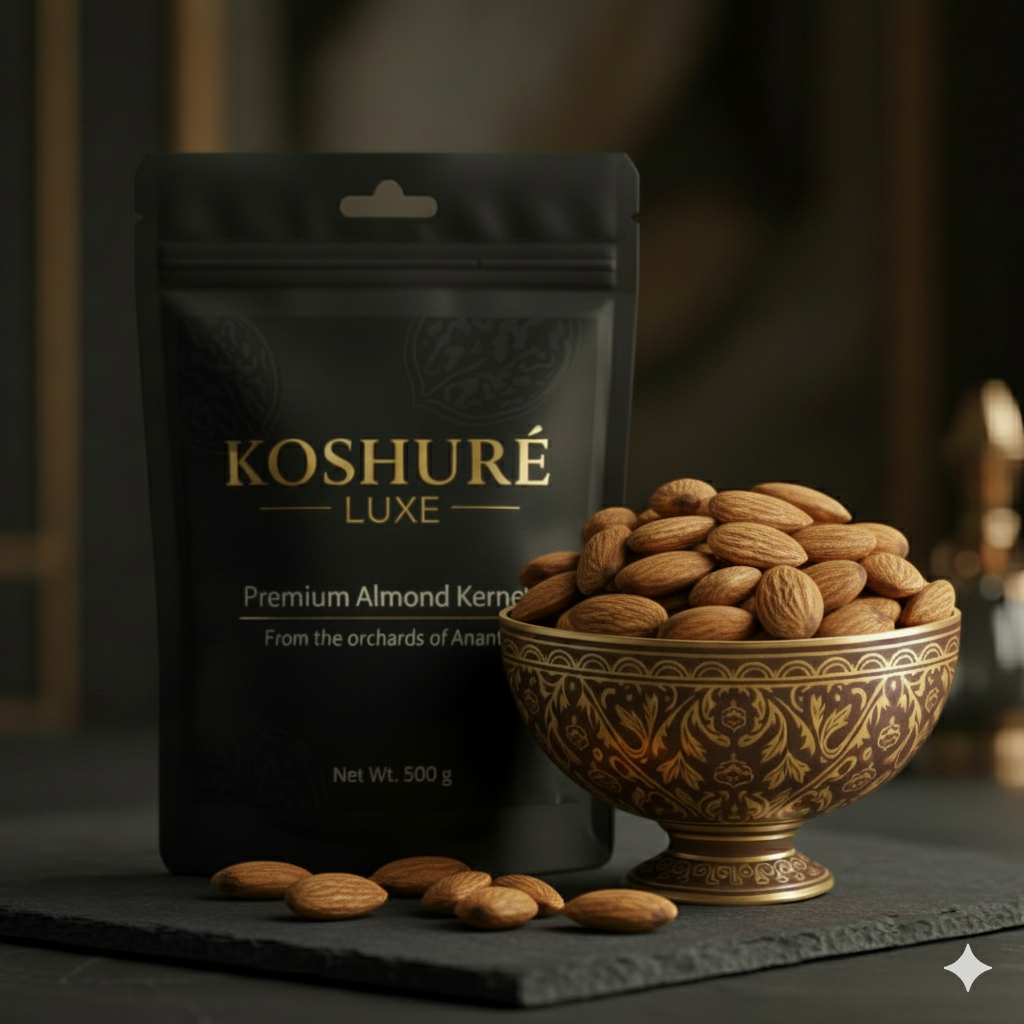 Premium Kashmiri Mamra Almonds – Handpicked Himalayan Badam | Koshuré Luxe
